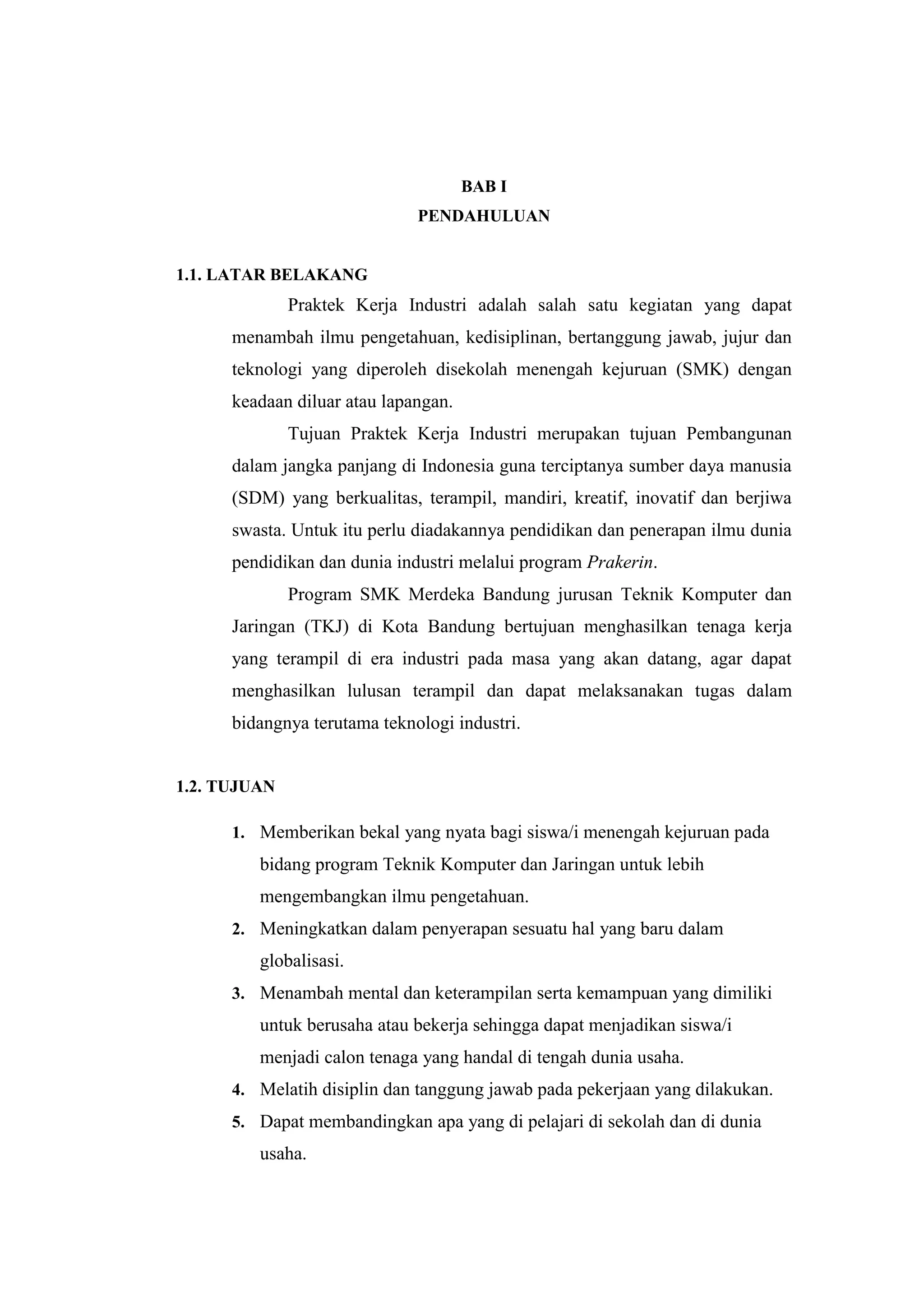 Laporan praktek kerja industri | DOCX