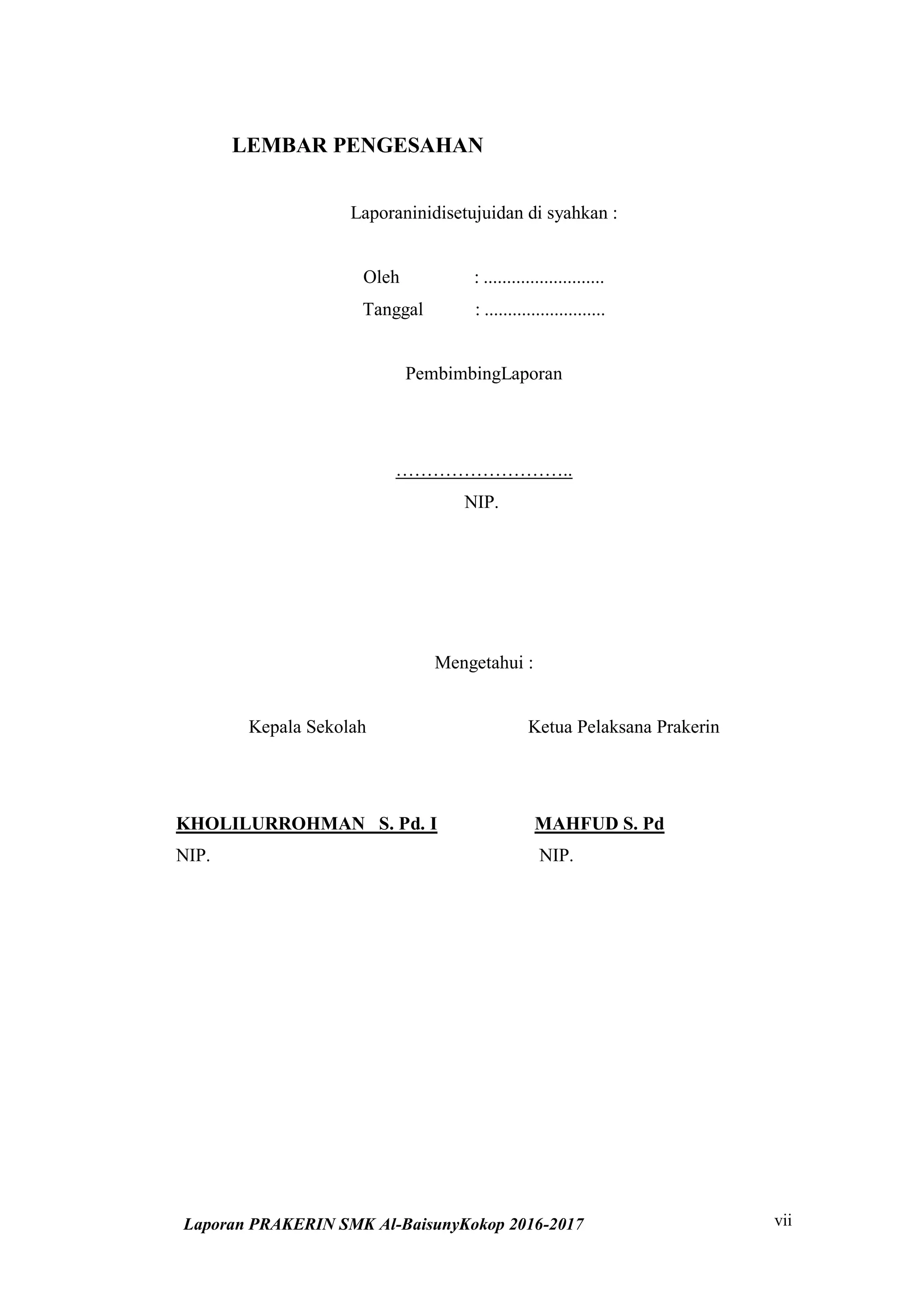 Laporan praktek kerja industri 2016 2017 smk al-baisuny ahmad riadi | PDF