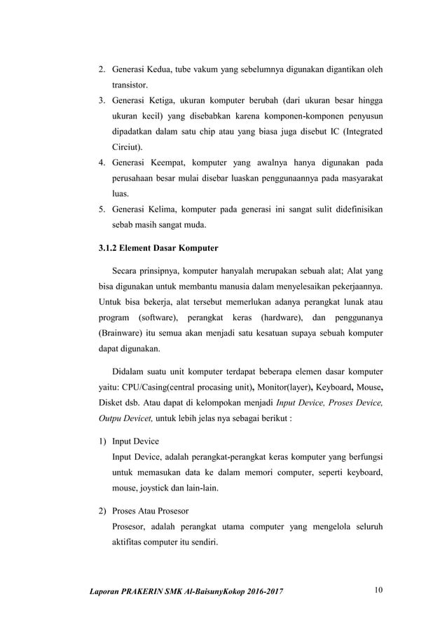Laporan praktek kerja industri 2016 2017 smk al-baisuny ahmad riadi | PDF