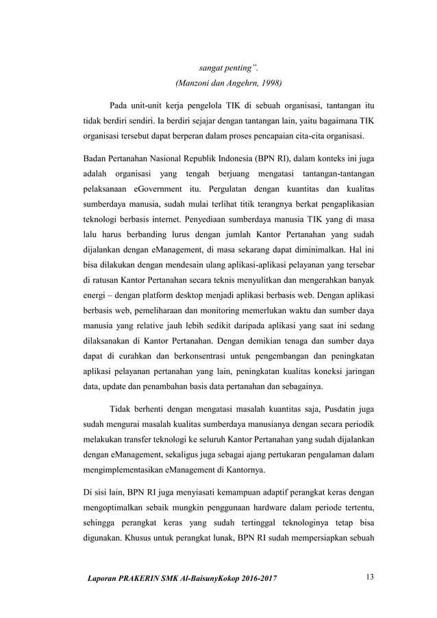 Laporan praktek kerja industri 2016 2017 smk al-baisuny ahmad riadi | PDF