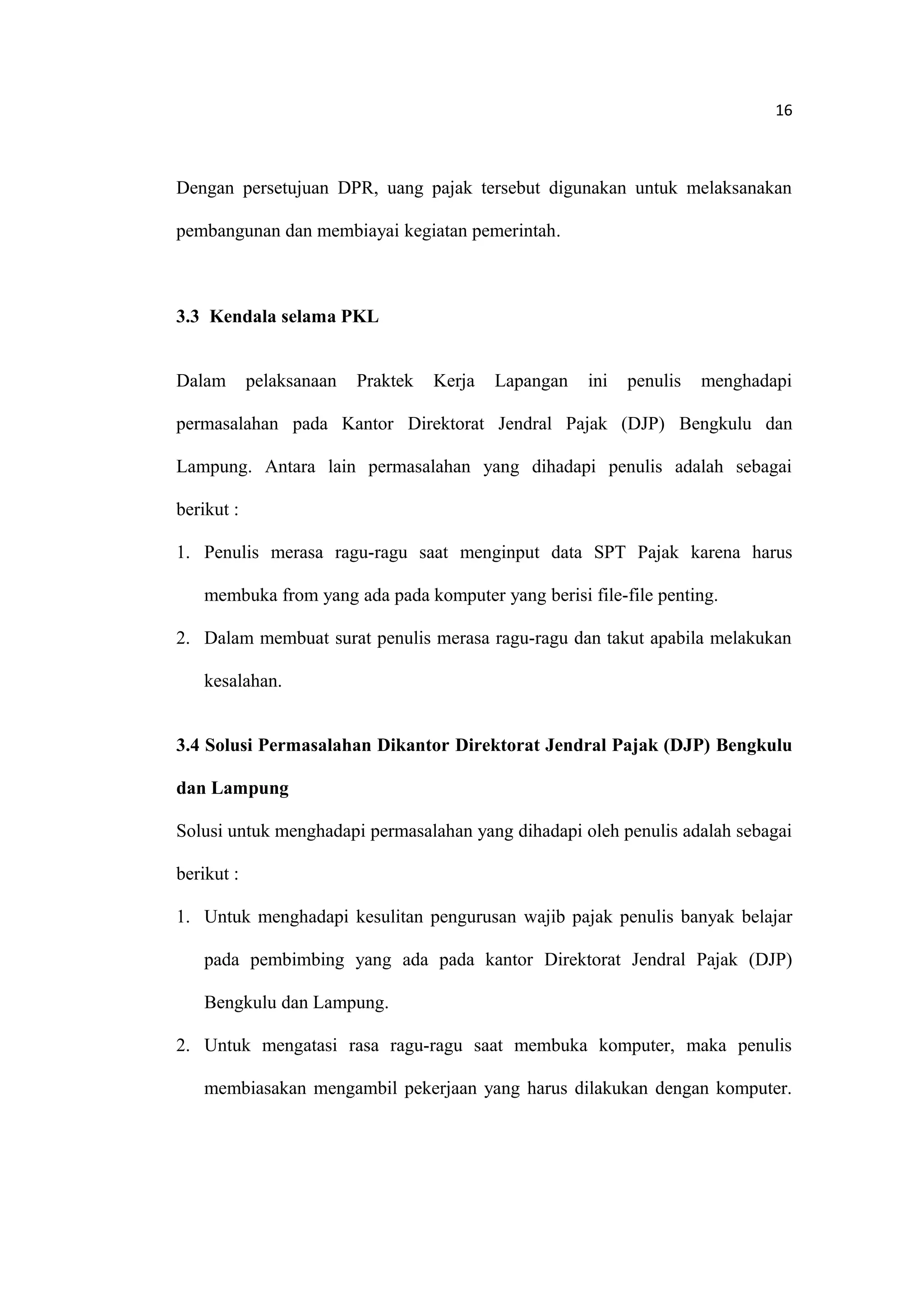 Laporan praktek kerja lapangan djp | DOC