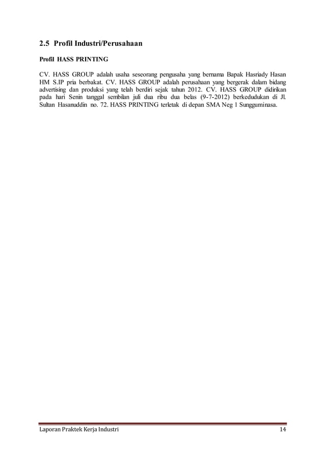 CONTOH Laporan praktik kerja industri (SMK) PRAKERIN PROGRAM STUDI DKV ...