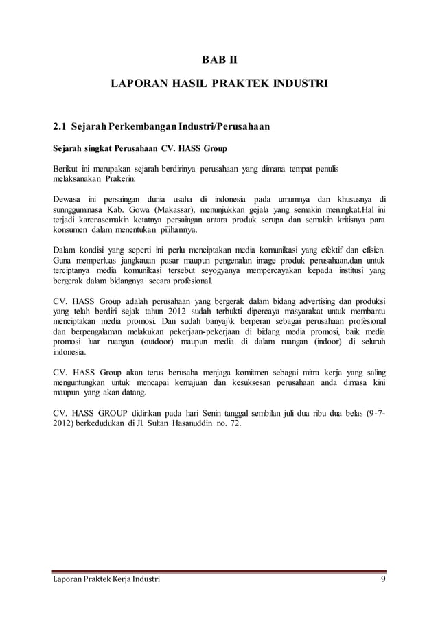 CONTOH Laporan praktik kerja industri (SMK) PRAKERIN PROGRAM STUDI DKV ...