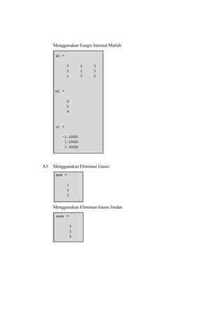 Laporan Praktikum Fisika Komputasi "Persamaan Linier" | PDF