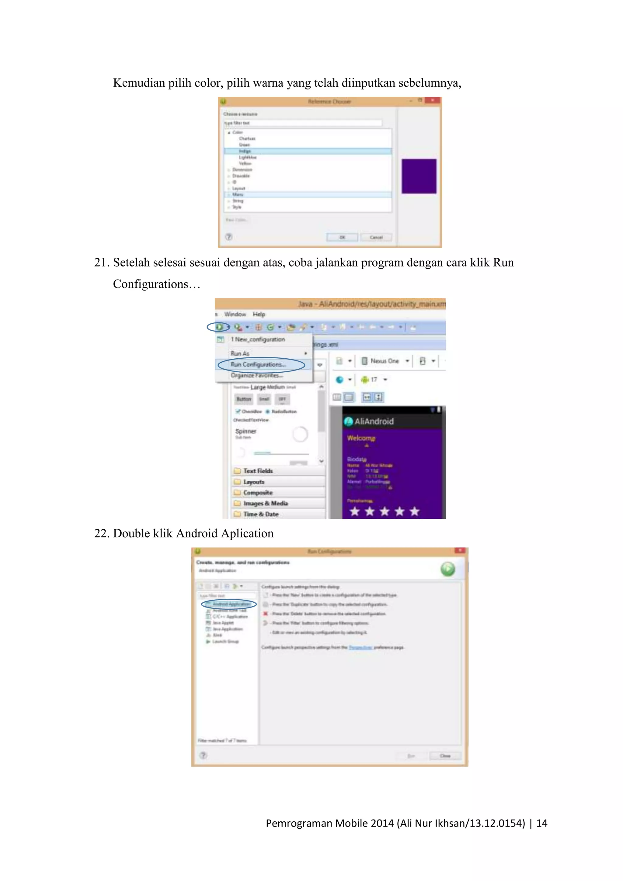 Laporan praktikum 1 pemrograman mobile | PDF