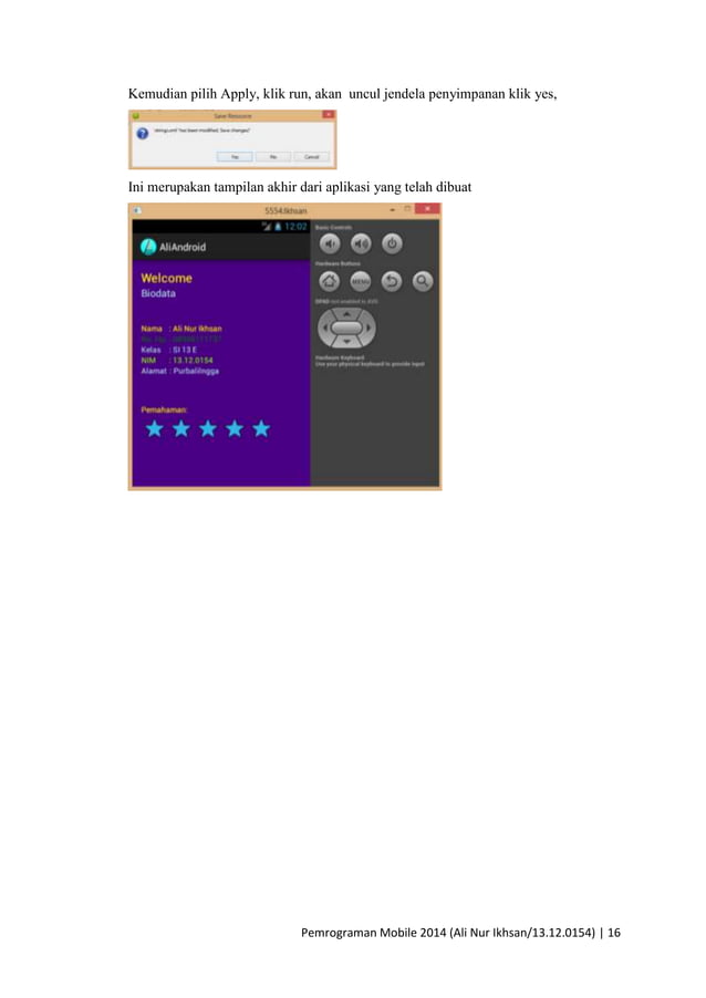 Laporan praktikum 1 pemrograman mobile | PDF