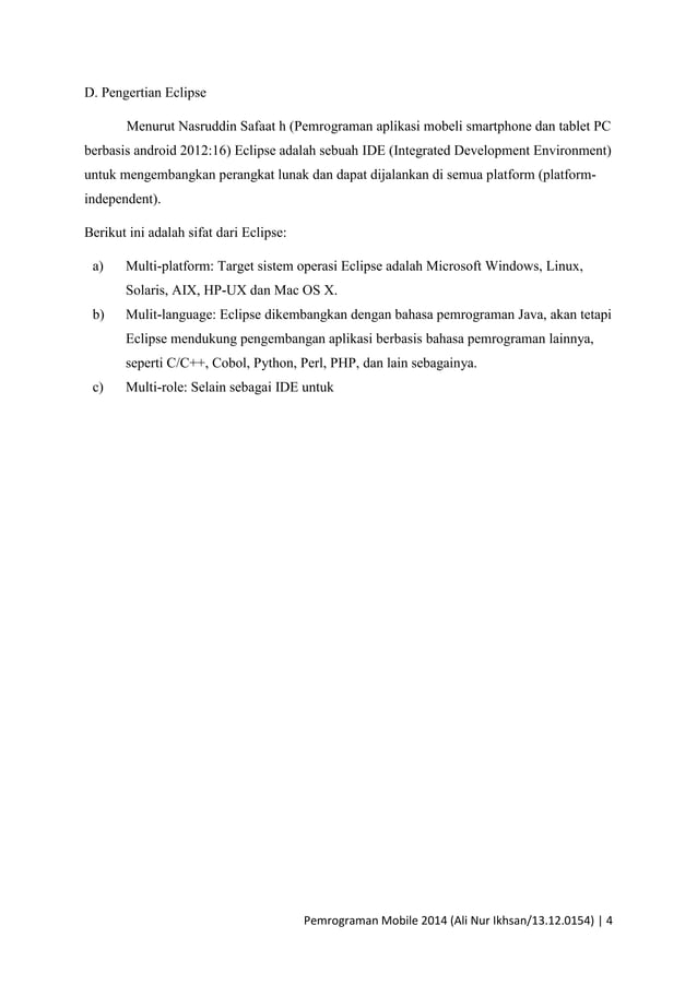 Laporan praktikum 1 pemrograman mobile | PDF