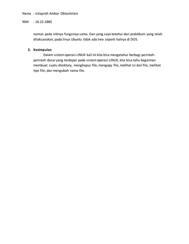 Laporan praktikum 1 perintah dasar sistem operasi linux | DOCX