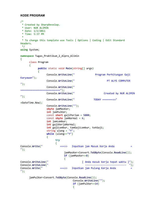 Laporan praktikum 2_algoritma_dan_pemrograman_1 | PDF