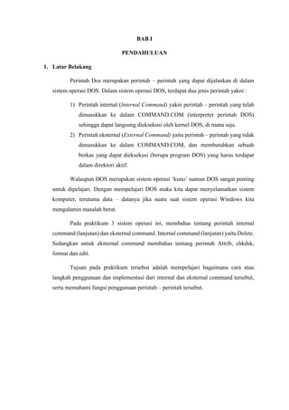 Laporan praktikum 3 - Sistem Operasi Internal & External Command (Lanjutan) | PDF