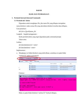 Laporan praktikum 3 - Sistem Operasi Internal & External Command (Lanjutan) | PDF