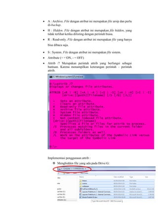 Laporan praktikum 3 - Sistem Operasi Internal & External Command (Lanjutan) | PDF