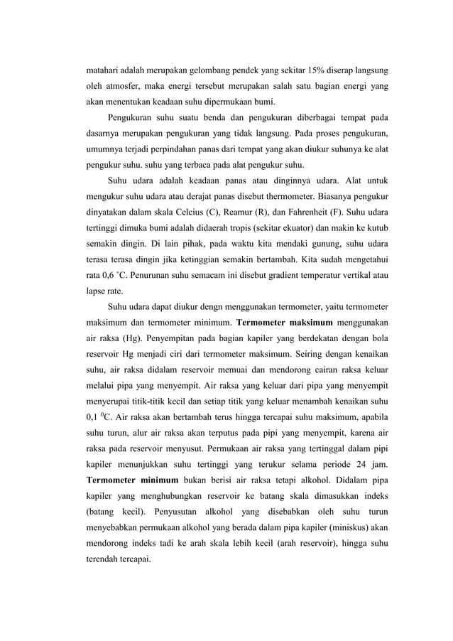 Laporan praktikum pengamatan suhu dan kelembapan aspal | DOCX