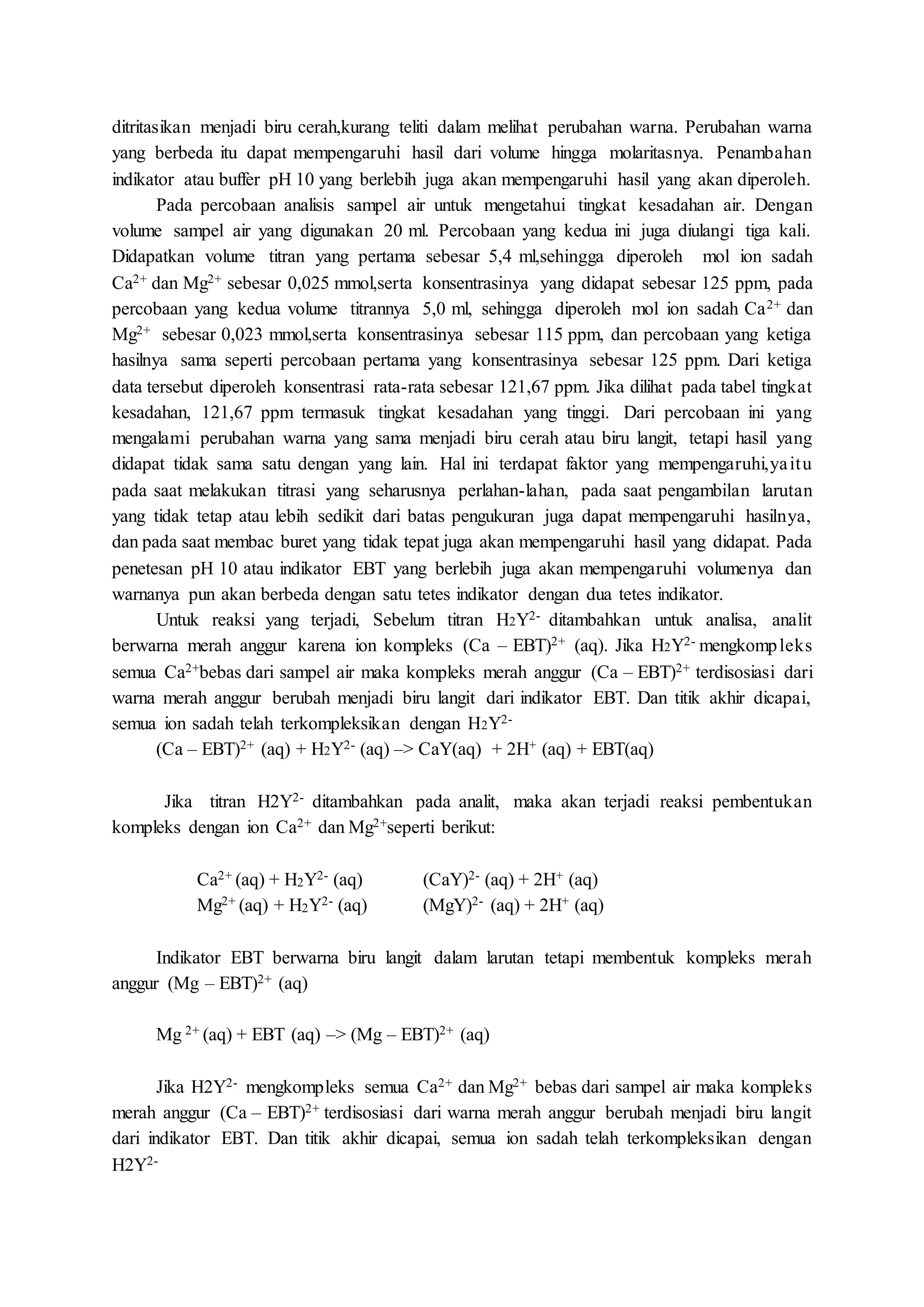 Laporan praktikum analisis kesadahan air | DOCX