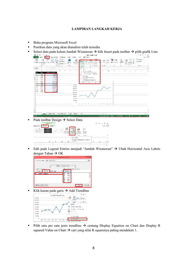 Laporan praktikum analisis trendline (peramalan jumlah wisatawan yang datang ke kota bandung) | PDF