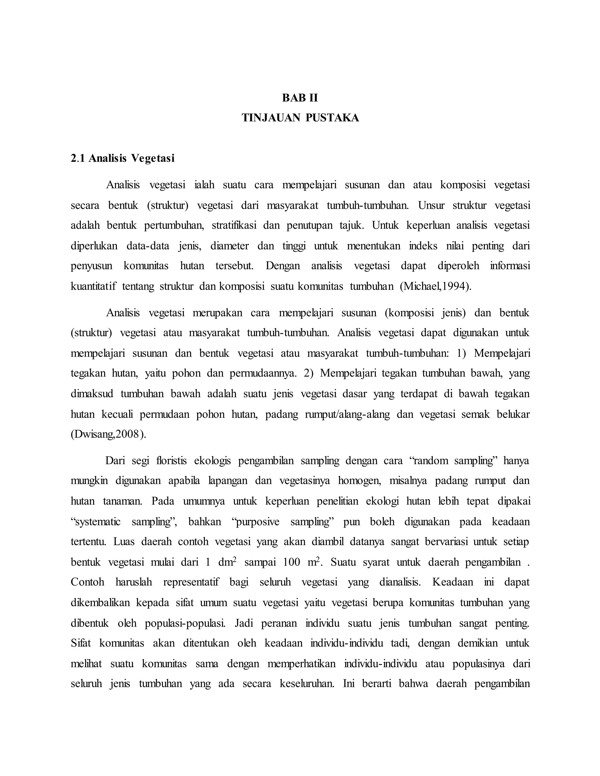 Laporan praktikum analisis vegetasi | DOCX