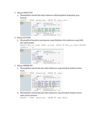 Laporan praktikum basis data bab v | DOCX