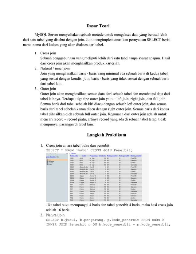 Laporan praktikum basis data bab vi | PDF