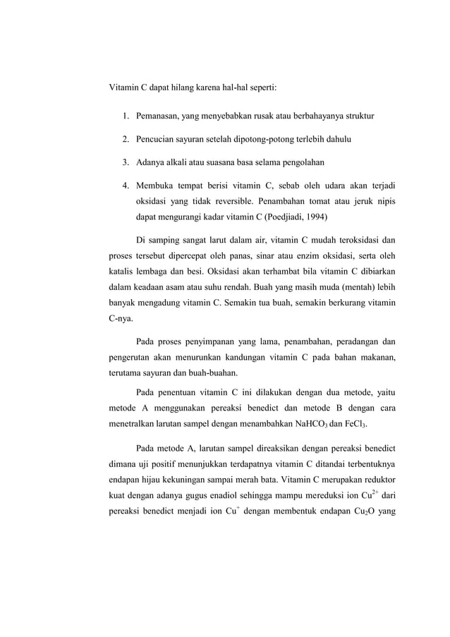 Laporan praktikum biokimia vitamin c | PDF
