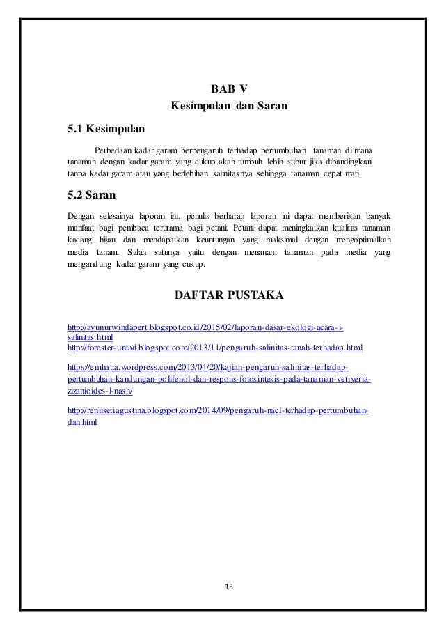 Laporan Praktikum Biologi Pengaruh Perbedaan Salinitas Kadar Garam