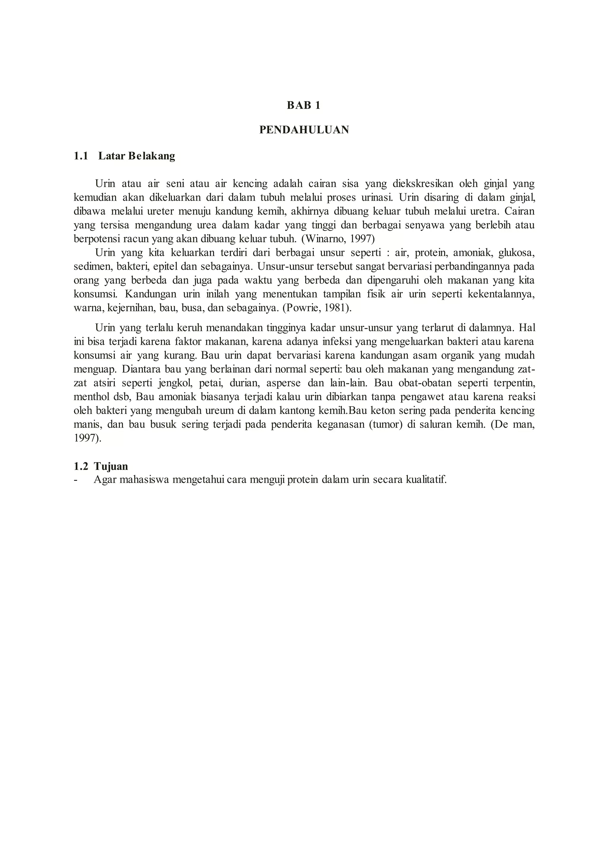 Laporan Praktikum Biologi "UJI KANDUNGAN URIN" | DOCX