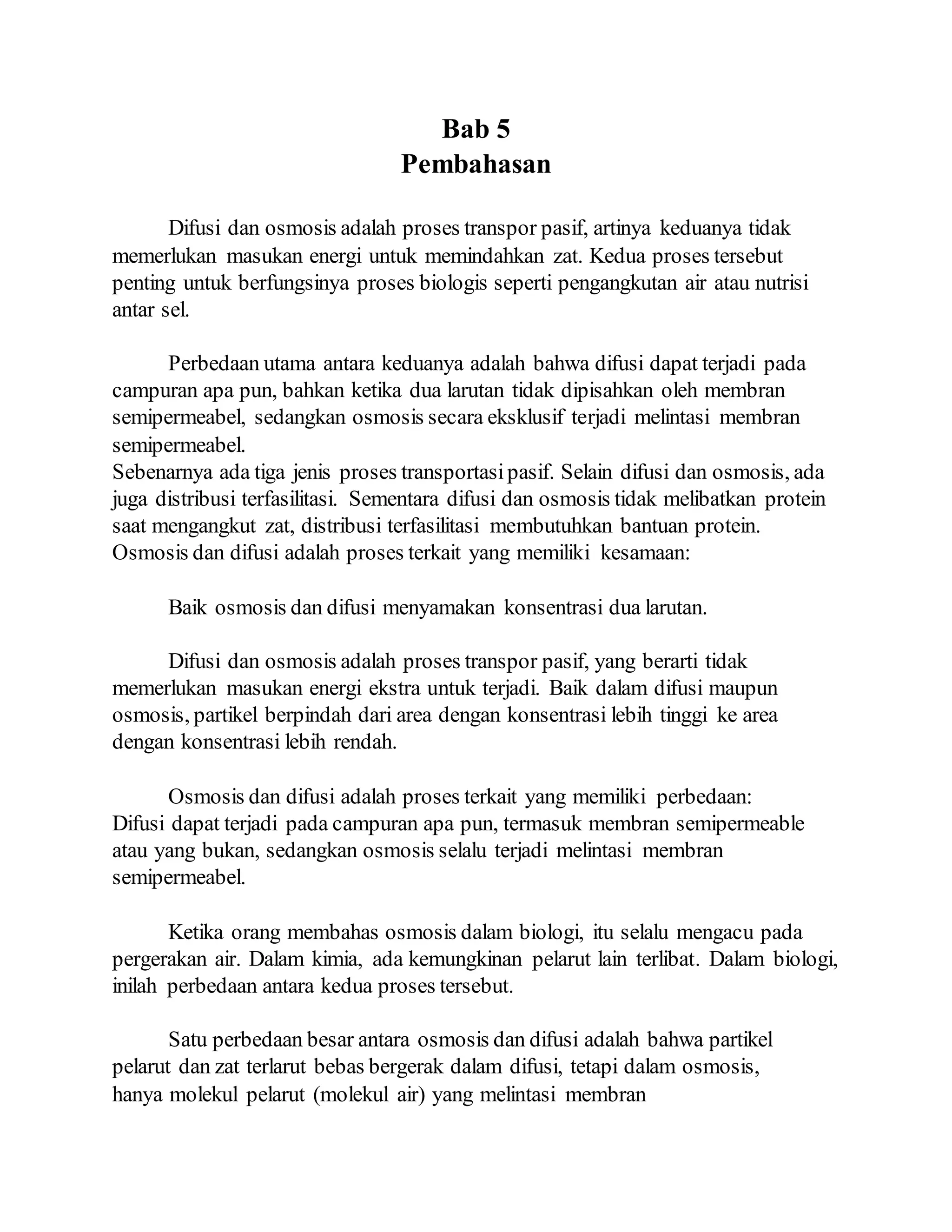 'LAPORAN PRAKTIKUM BIOLOGI (DIFUSI & OSMOSIS) | DOCX