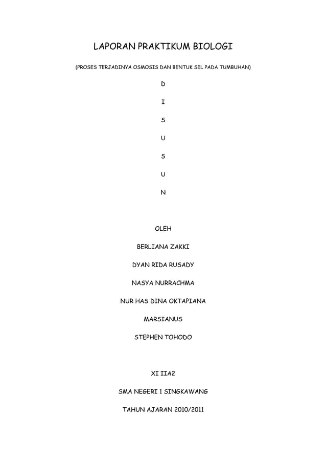 Laporan praktikum biologi (osmosis pada tumbuhan) | DOC