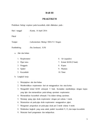Laporan praktikum biologi respirasi | DOCX