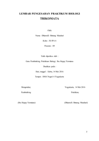 Laporan Praktikum Biologi Trikomata | DOCX