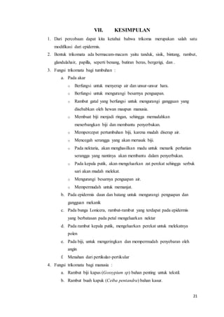 Laporan Praktikum Biologi Trikomata | DOCX