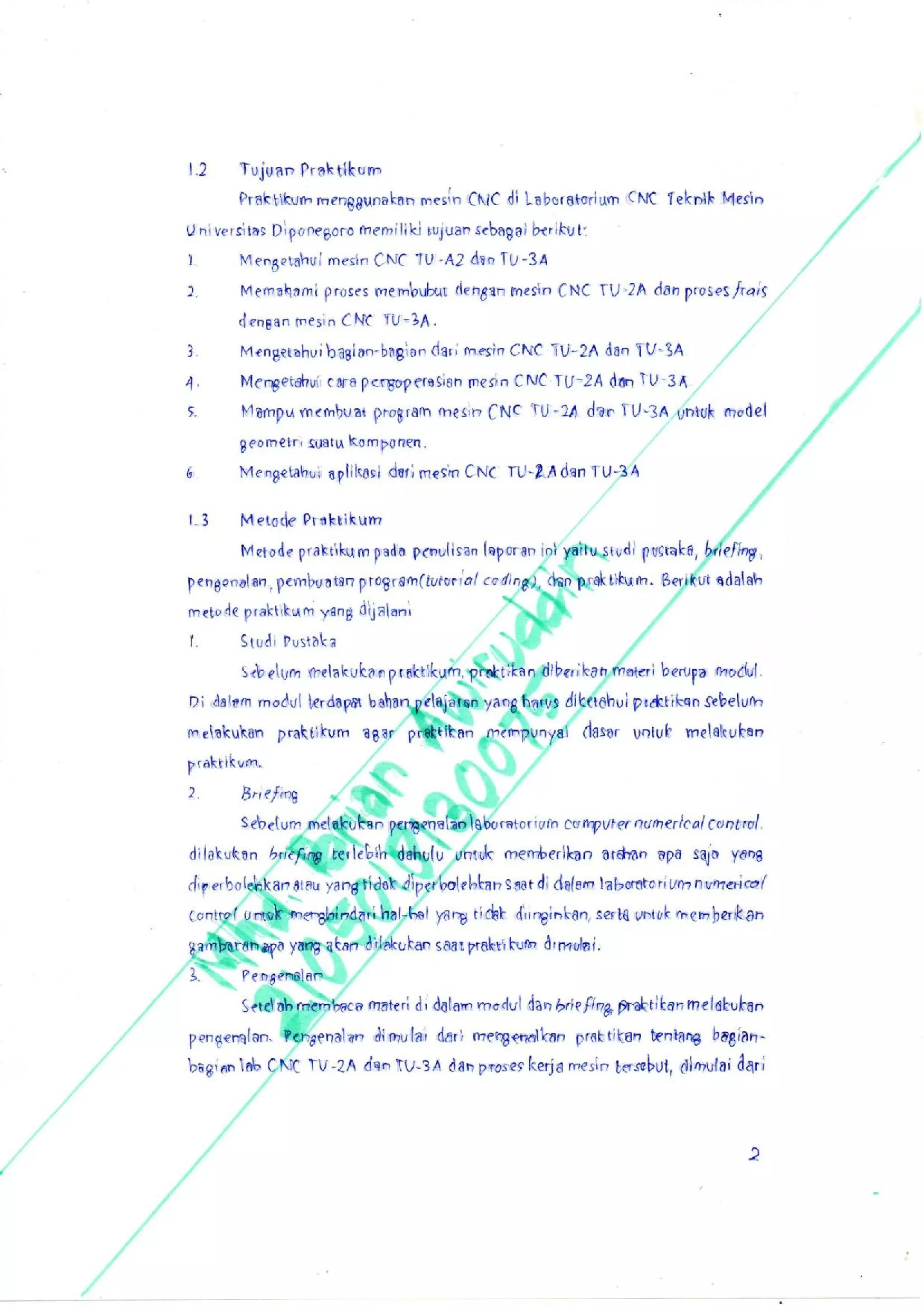 Laporan praktikum cnc 2020 mhd. brian awiruddin 21050118130075 | PDF
