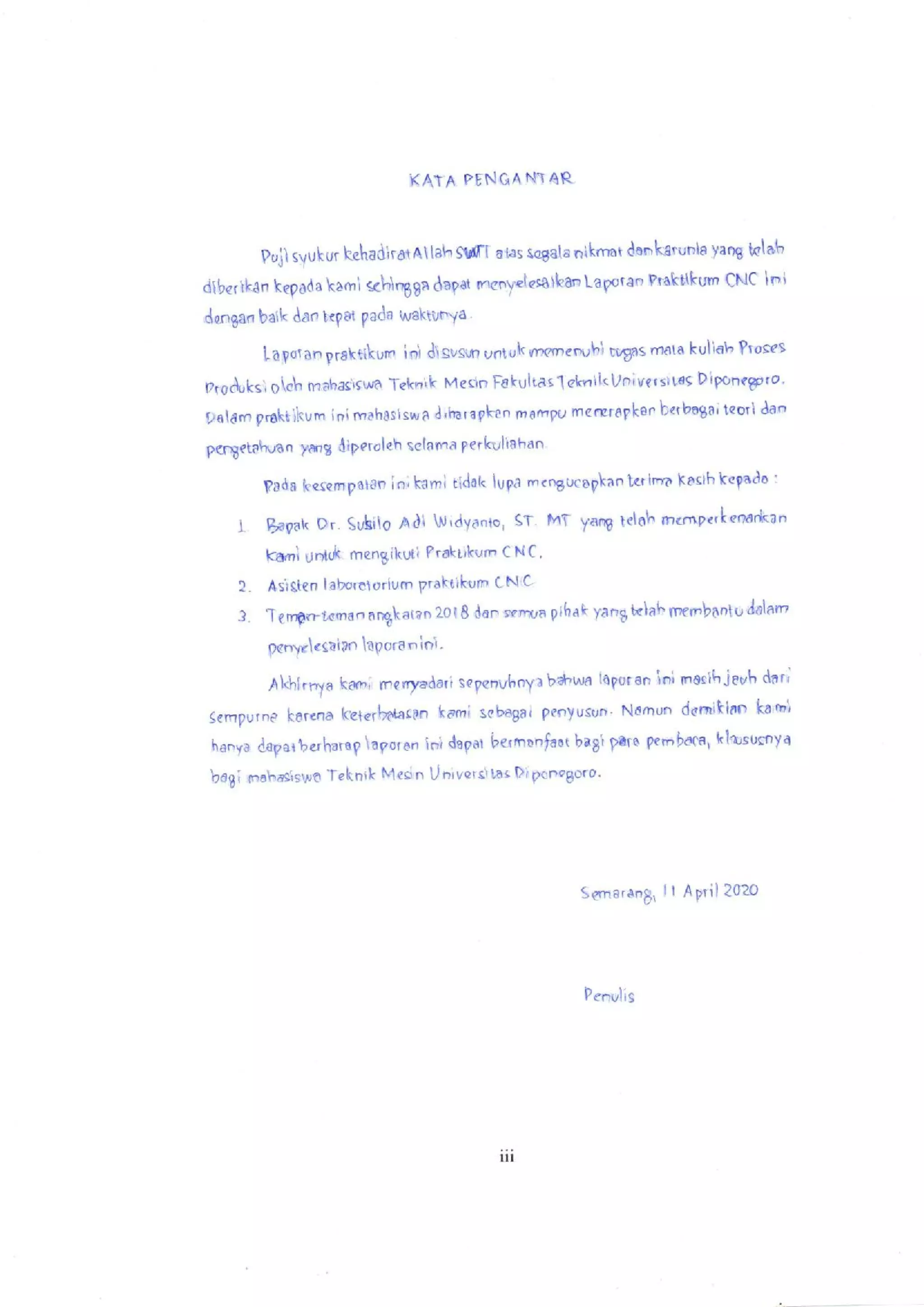 Laporan praktikum cnc 2020 mhd. brian awiruddin 21050118130075 | PDF