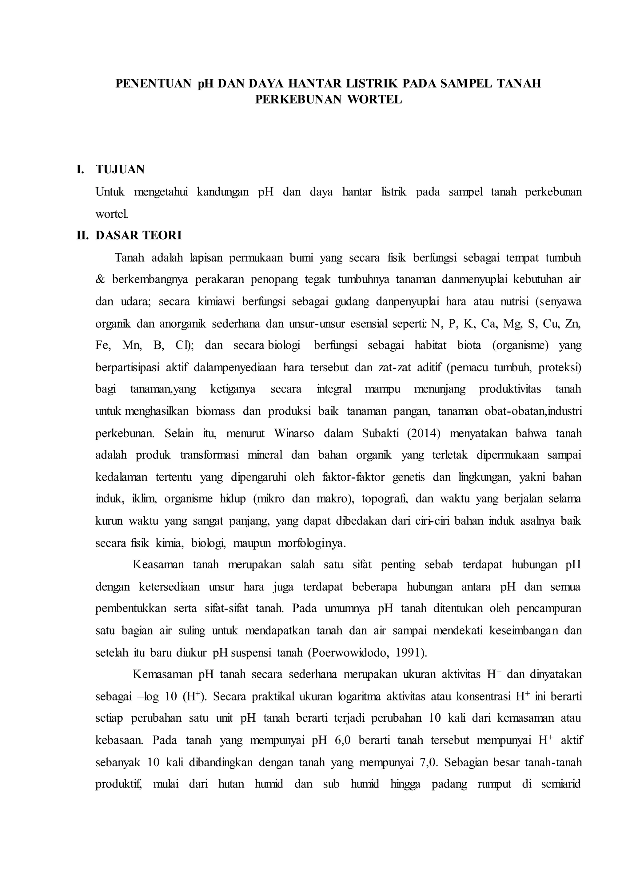 Laporan praktikum daya hantar listrik tanah | DOCX