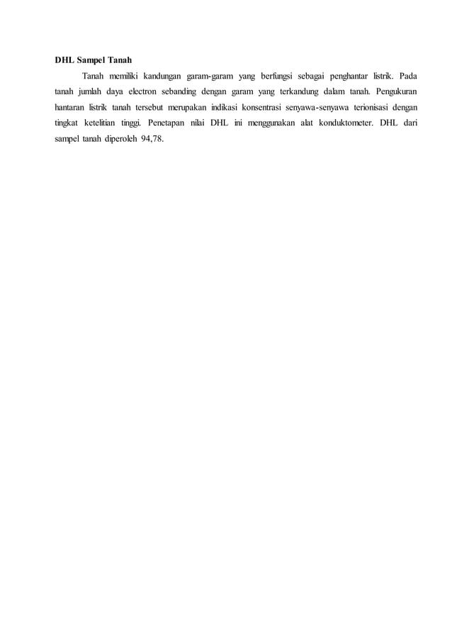 Laporan praktikum daya hantar listrik tanah | DOCX