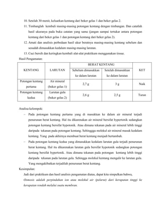 Laporan Praktikum Difusi Osmosis Plasmolisis | DOCX