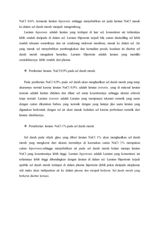 Laporan praktikum ekofisiologi hewan osmoregulasi | DOCX