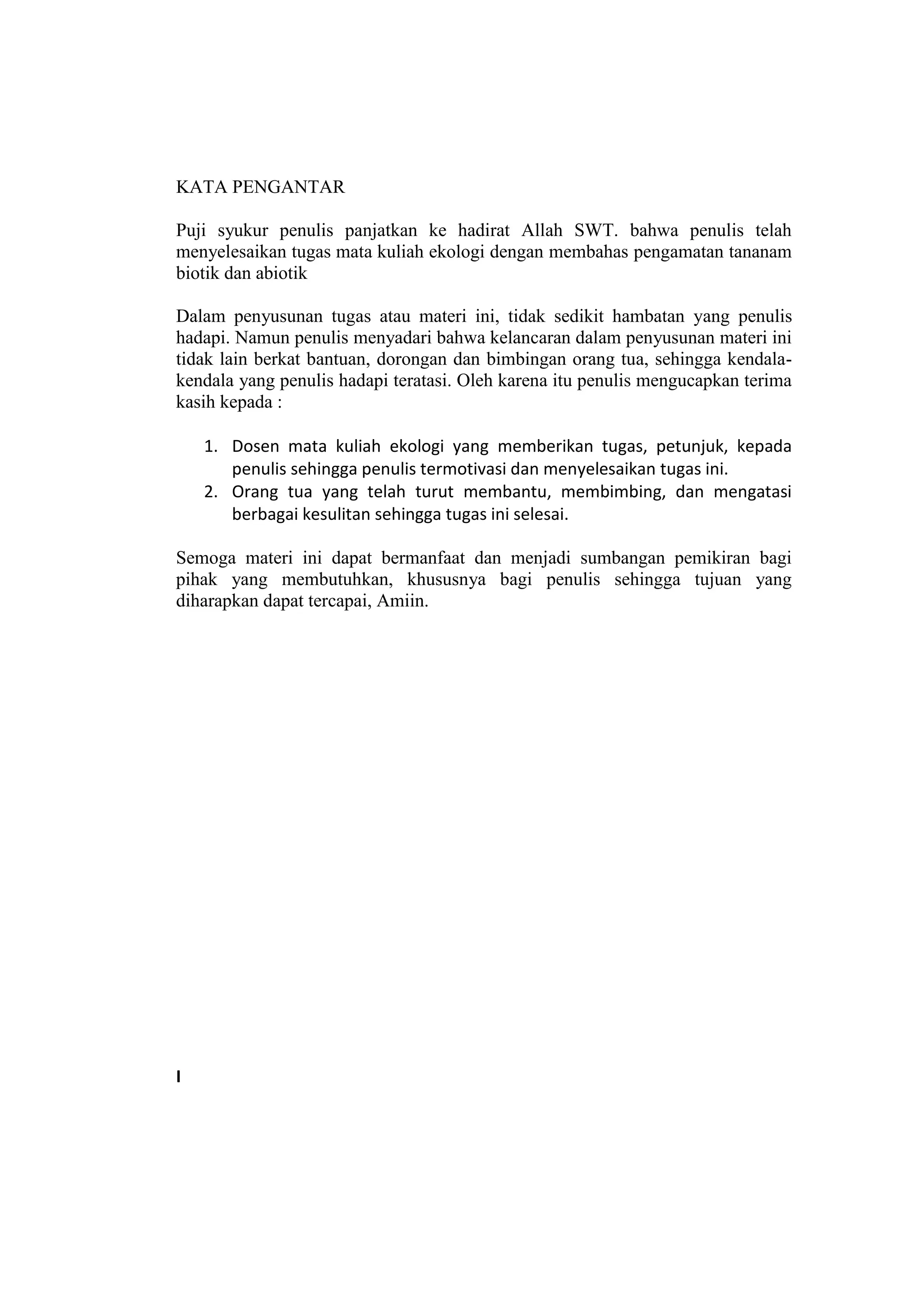 contoh Laporan praktikum ekologi | PDF