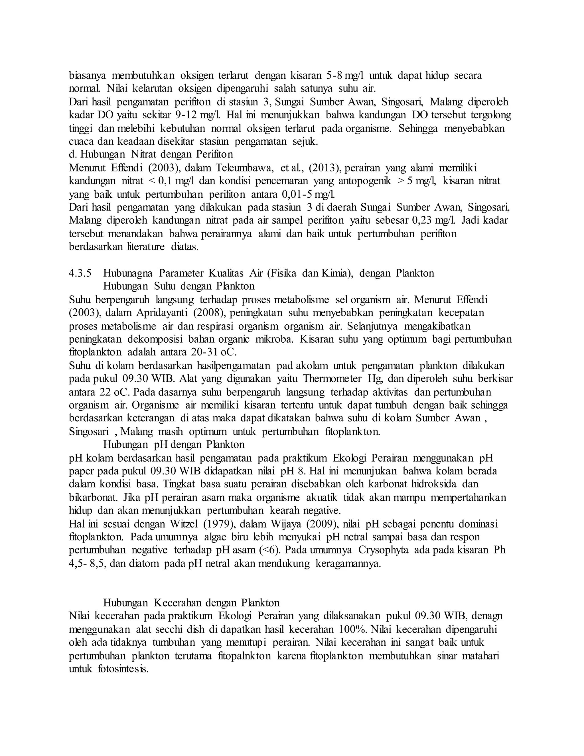 Laporan praktikum ekologi perairan | DOCX