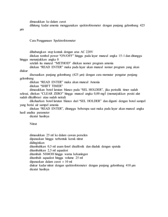 Laporan praktikum ekologi perairan | DOCX