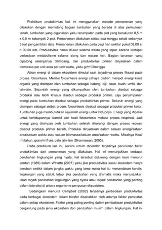 Laporan praktikum ekologi tumbuhan (2) | DOC