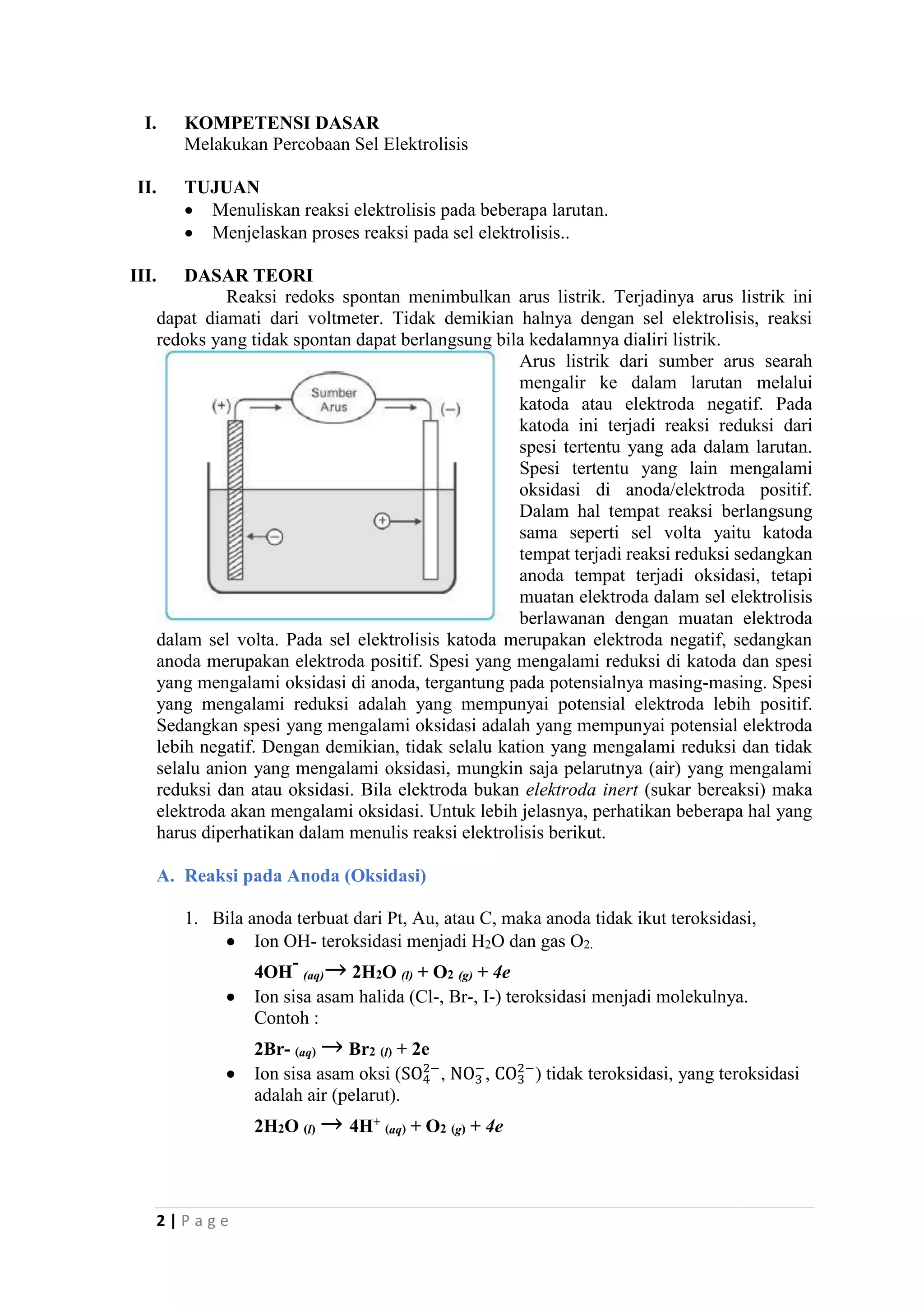 Laporan Praktikum Elektrolisis | PDF