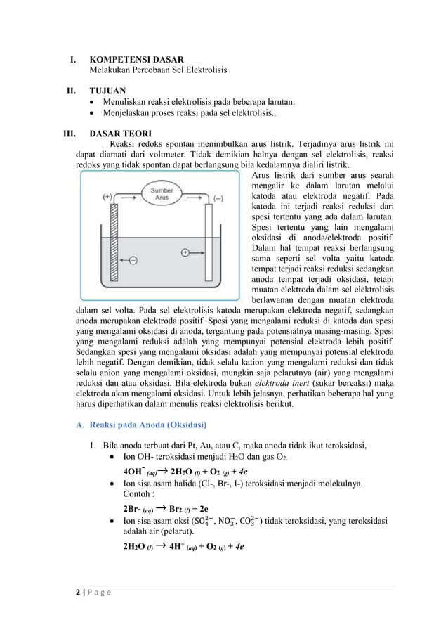 Laporan Praktikum Elektrolisis | PDF