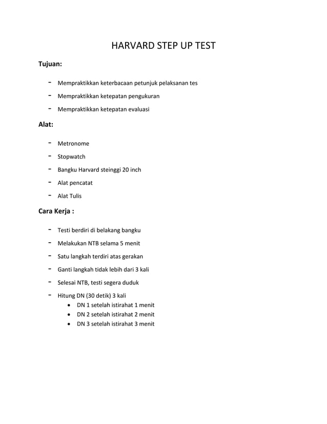 Laporan praktikum fisiologi - harvard test | DOCX