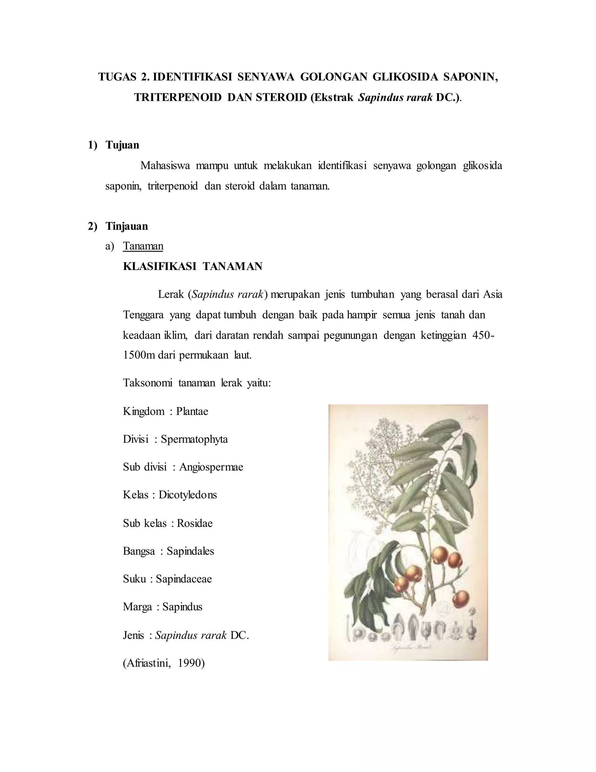 Laporan praktikum fitokimia identifikasi senyawa golongan glikosida ...
