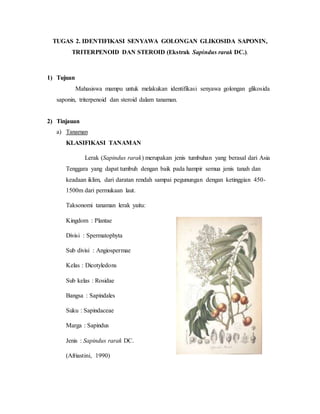 Laporan praktikum fitokimia identifikasi senyawa golongan glikosida ...