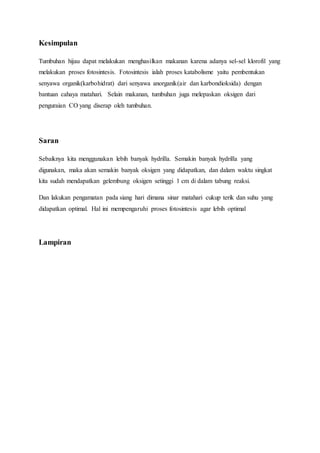 Laporan praktikum fotosintesis | DOCX