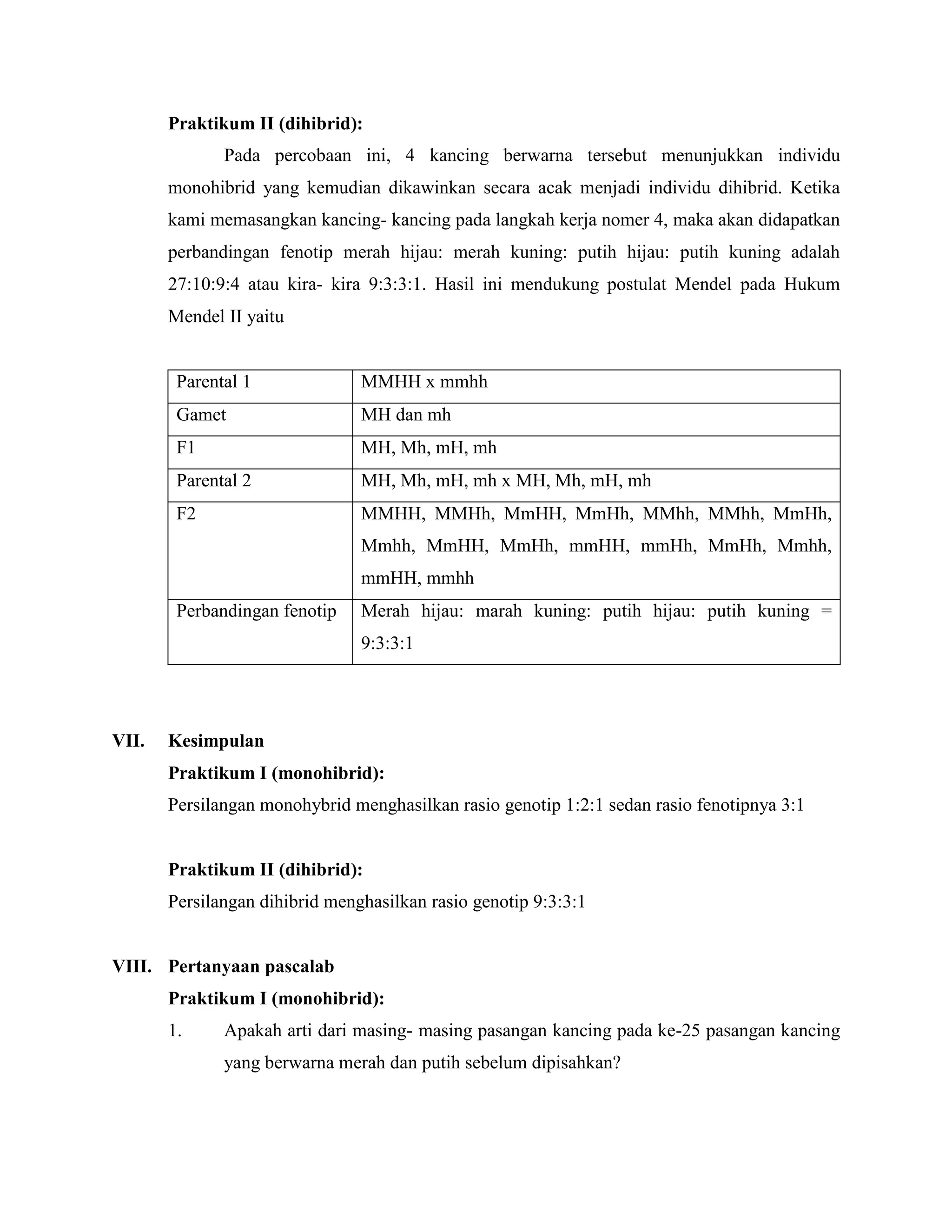 Laporan praktikum genetika Keanekaragaman Pada hewan DanHukum Mendel (1 ...