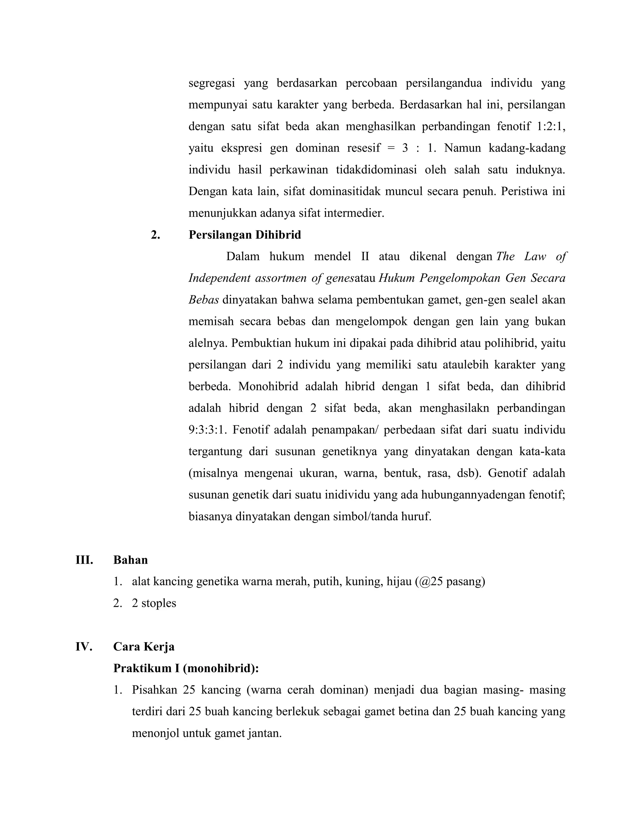 Laporan praktikum genetika Keanekaragaman Pada hewan DanHukum Mendel (1 ...
