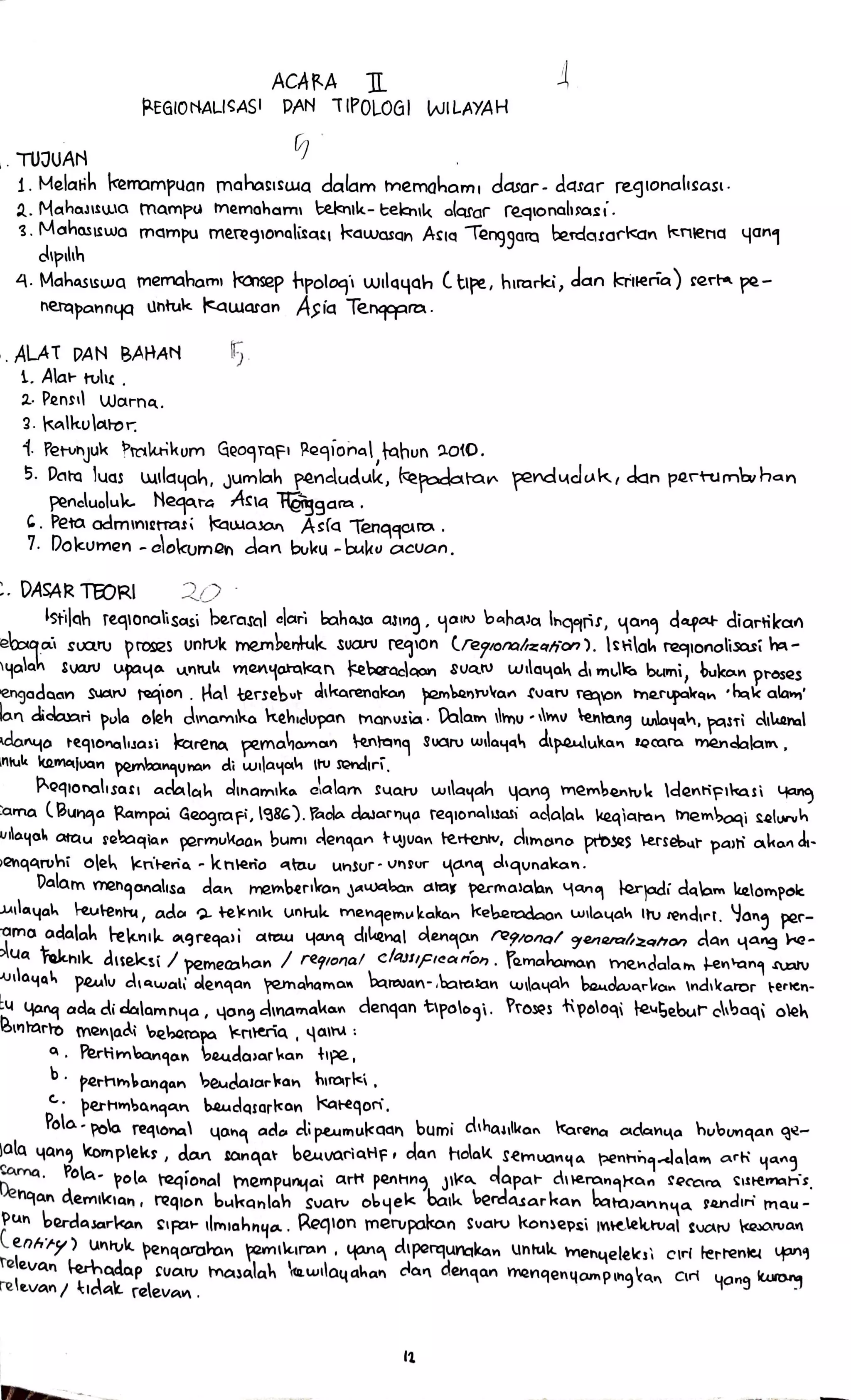 Laporan praktikum geografi regional 2011 | PDF