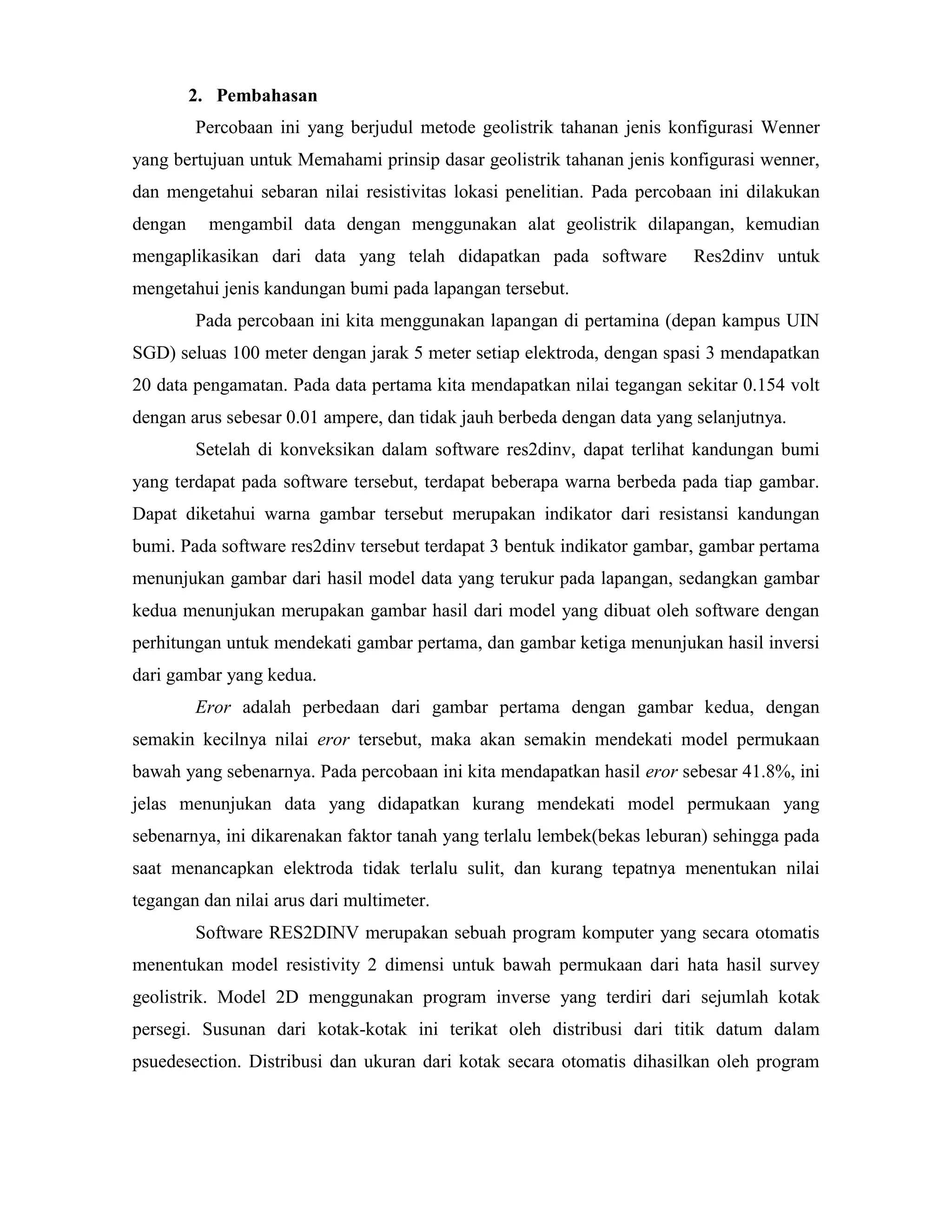 Laporan praktikum geolistrik | PDF
